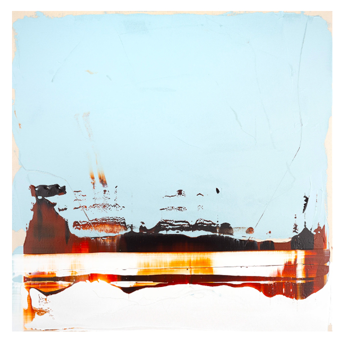 Horizon #21 Light Blue and Burnt Sienna